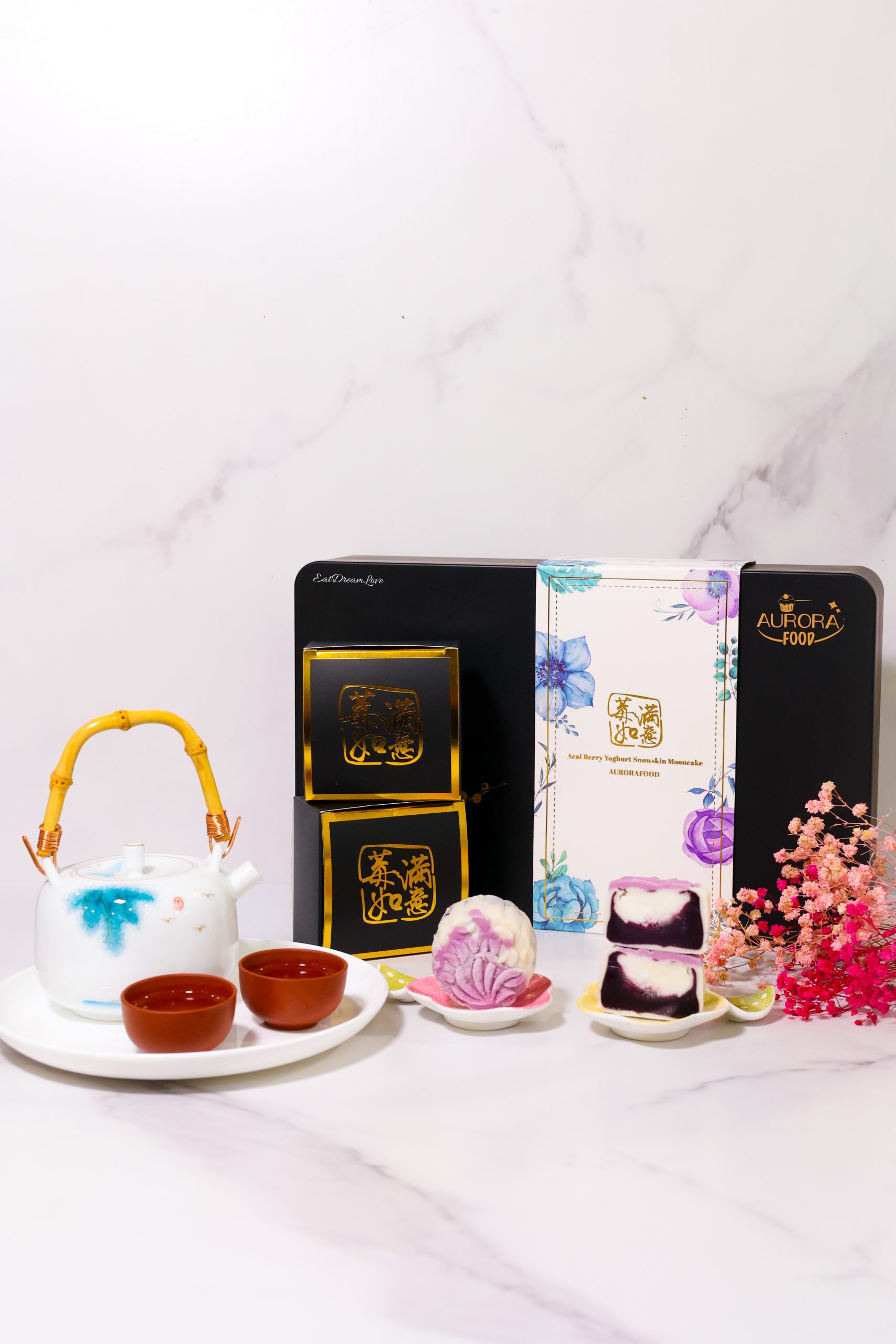 Açaí berry yoghurt Snowskin mooncake by AuroraFood - EatDreamLove